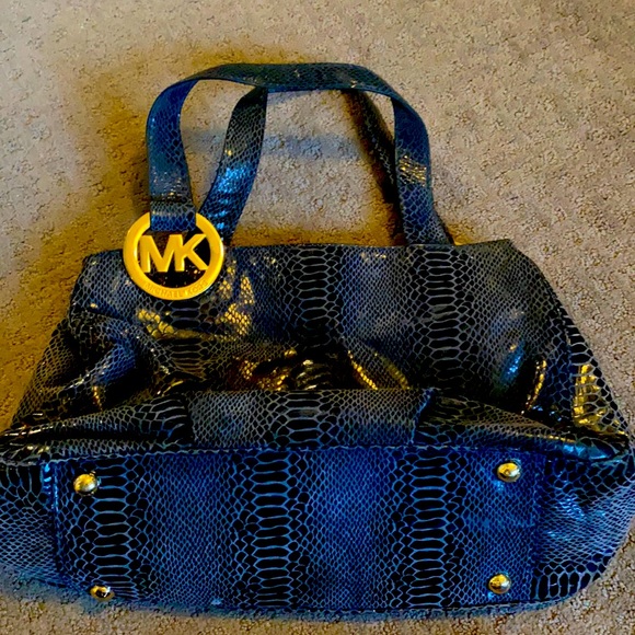 Michael Kors | Bags | Python Blue Mk Shoulder Bag | Poshmark